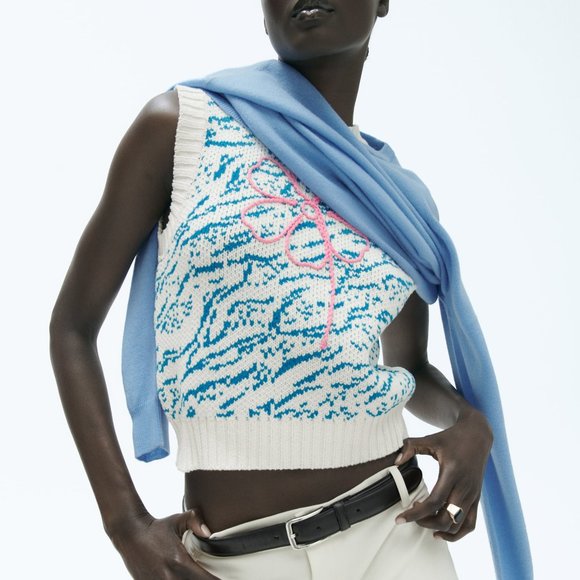 Zara | Sweaters | Zara Embroidered Flower Knit Vest 959885 | Poshmark